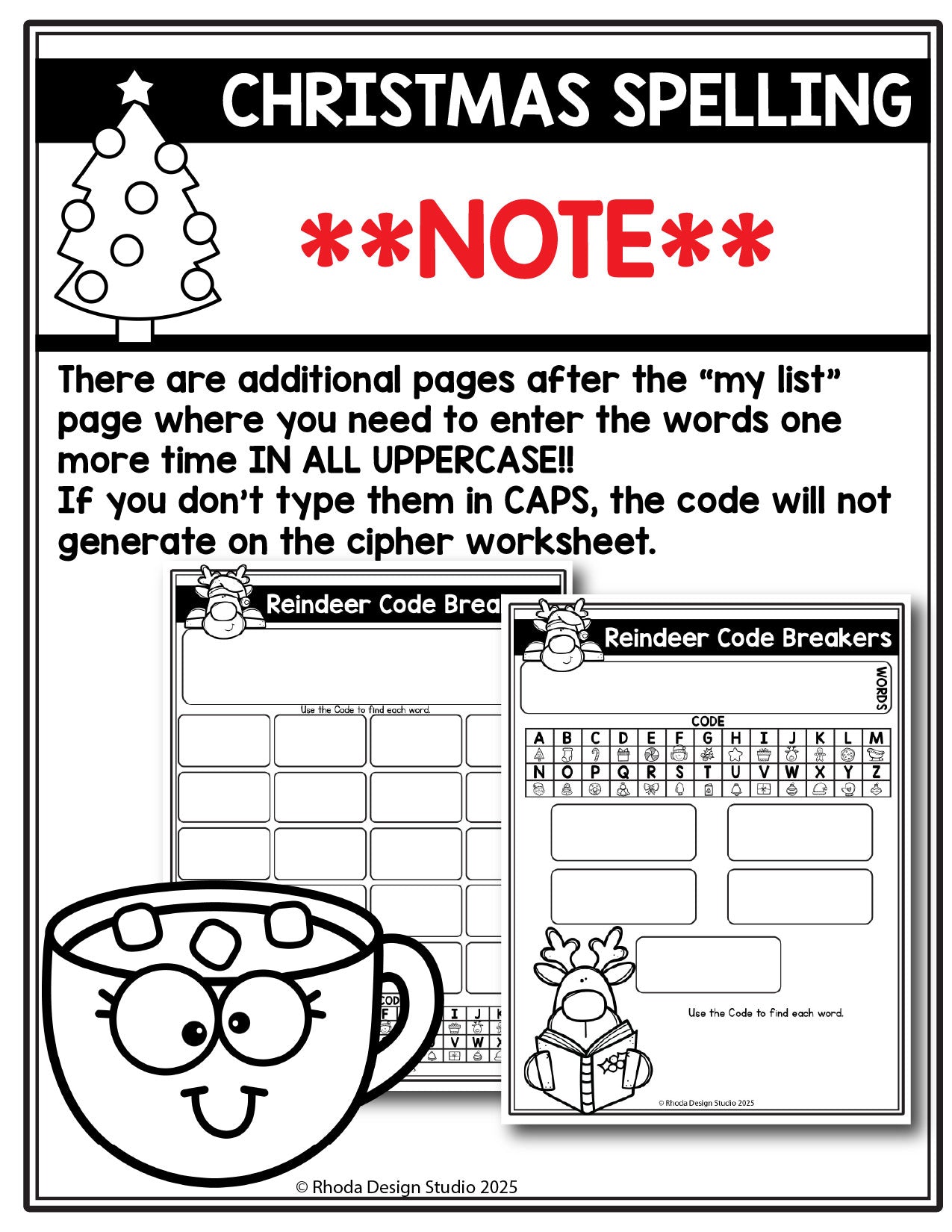 Christmas Editable Spelling Lists – Filing Cabinet: Rhoda Design Studio